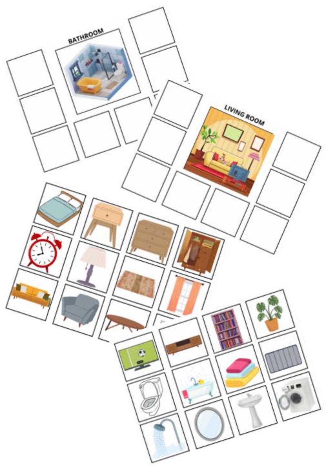 Rooms and Furniture Sorting Game, House Vocabulary, Items in Rooms ...