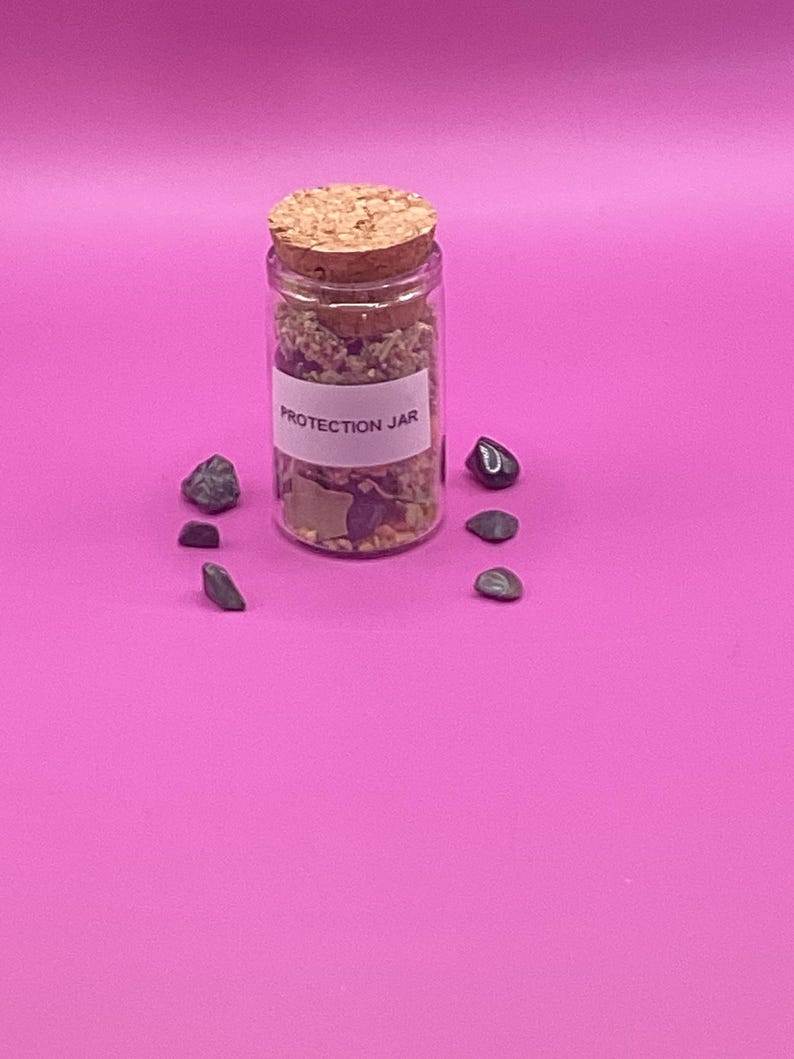 Crystal and Herb Protection 10 ML Jar: Black Tourmaline, Tigers Eye ...