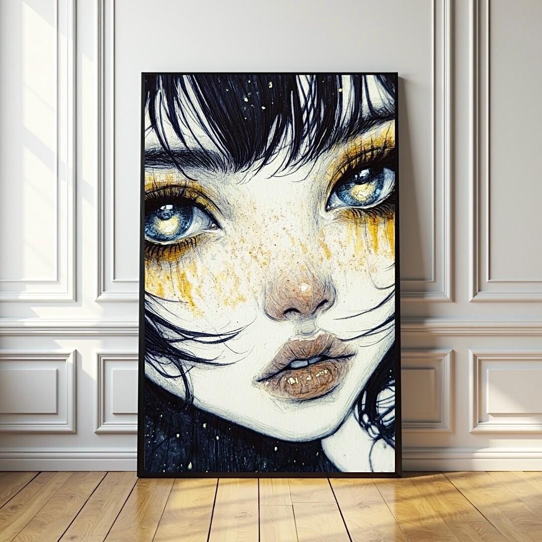 Cartoon Girl Art Print: Pencil Style Portrait (digital Download) - Etsy