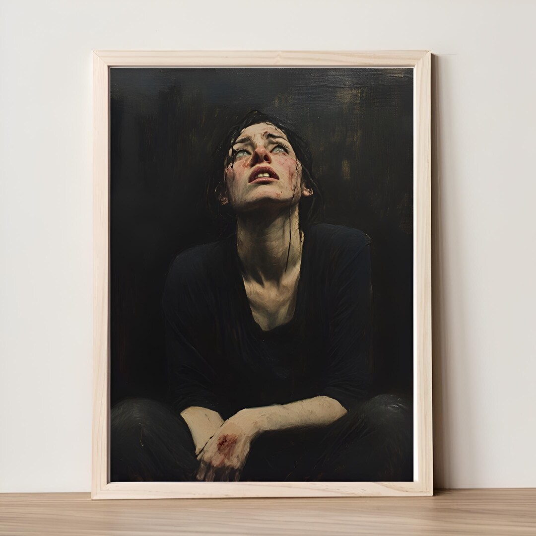 Melancholic Expression, Sad Alluring Portrait, Dark Themed, Printable ...