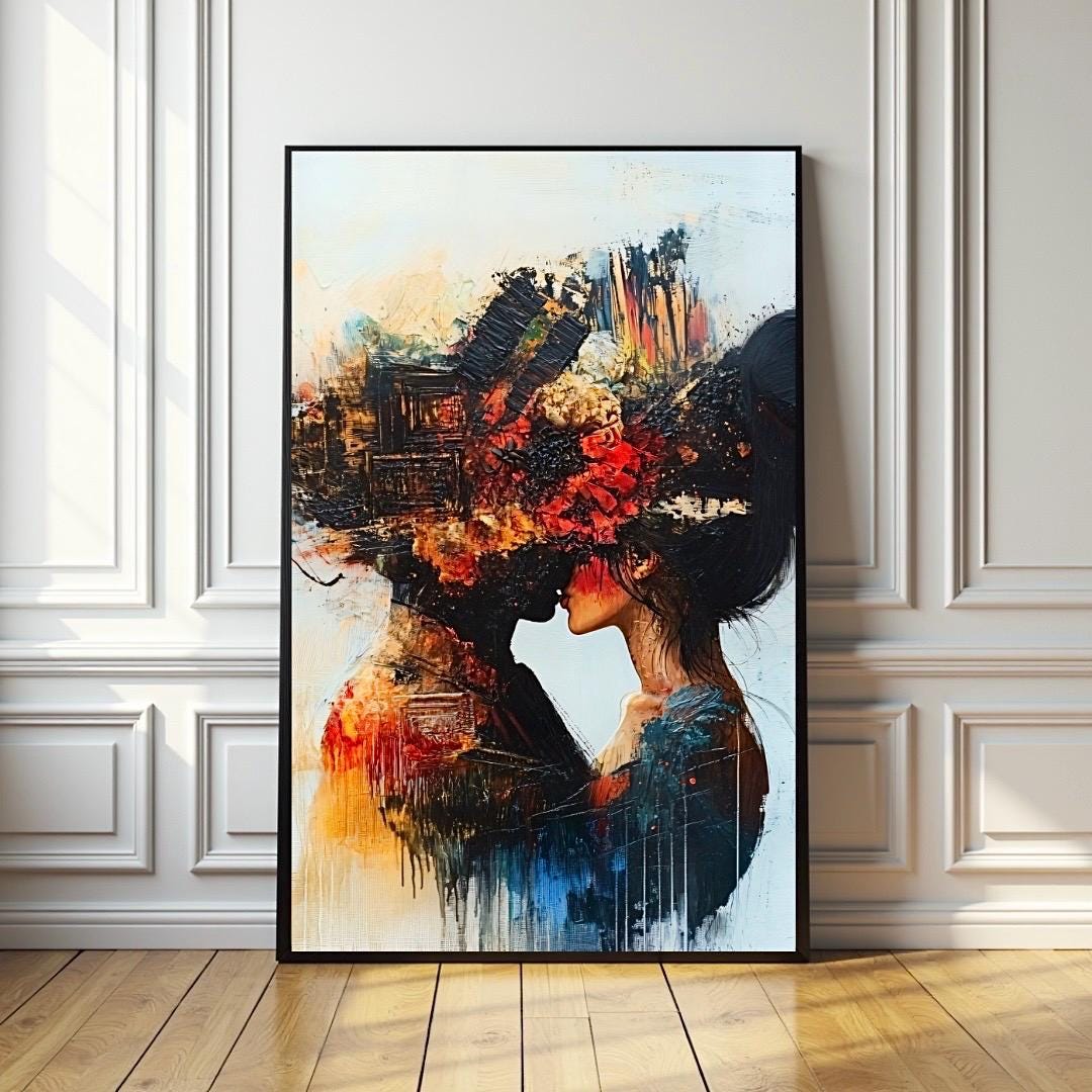 Love Abstract Art, Abstract Couple Wall Art, Vibrant Color Art ...