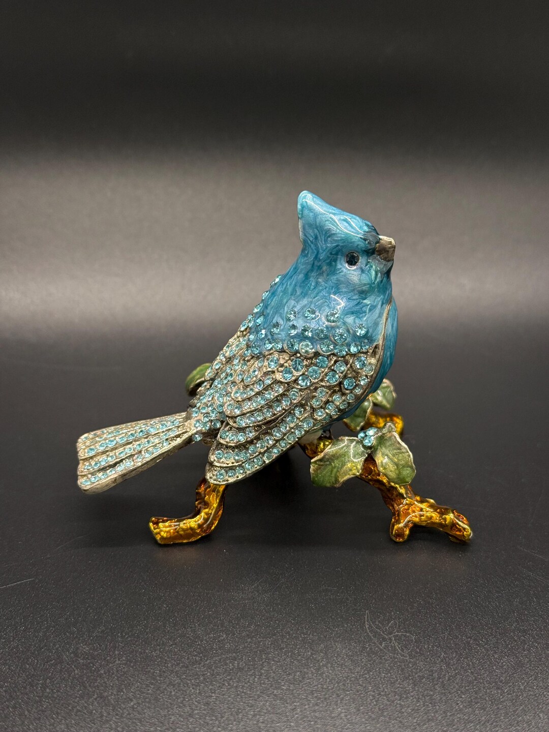 Jeweled Bluebird Enamel Trinket Box, Small Collectible Box, 2 Piece Box ...