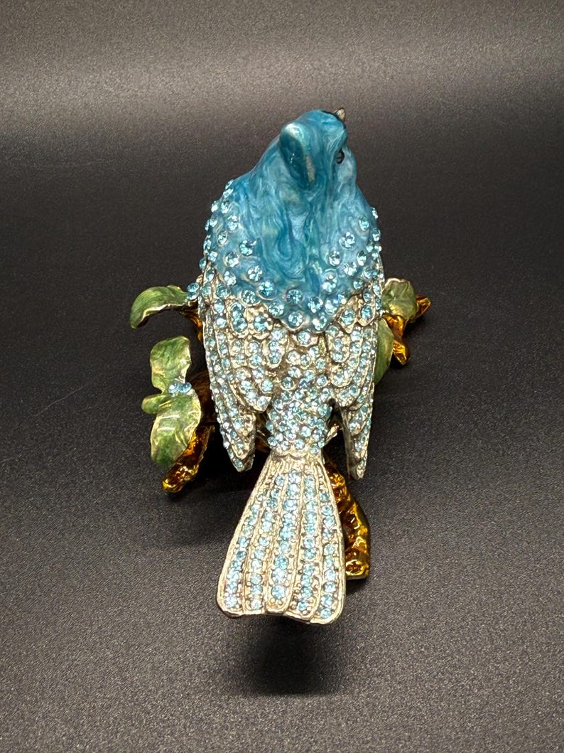 Jeweled Bluebird Enamel Trinket Box, Small Collectible Box, 2 Piece Box ...