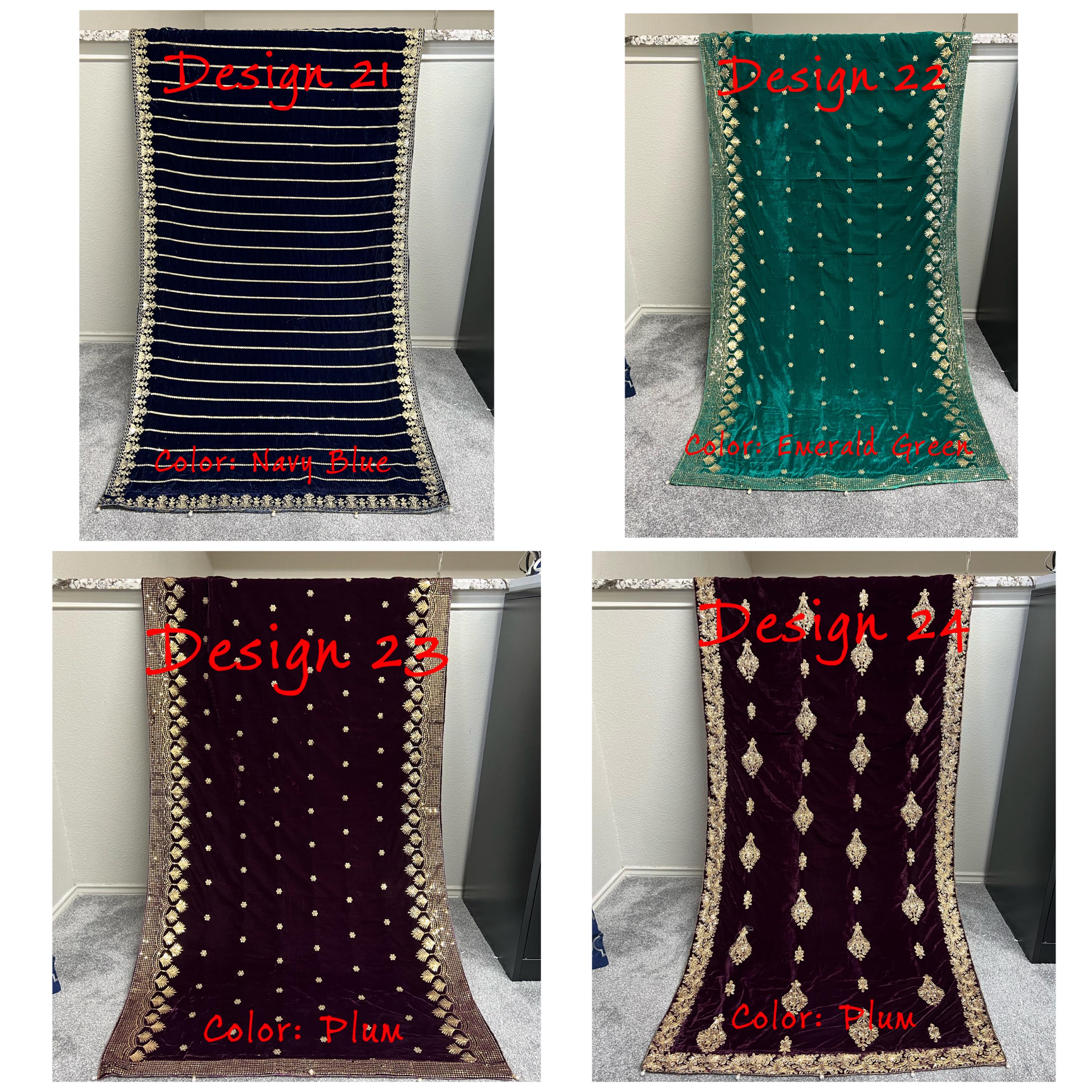 Pakistani Velvet Shawl | Luxury Embroidered Velvet Dupatta | Indian ...