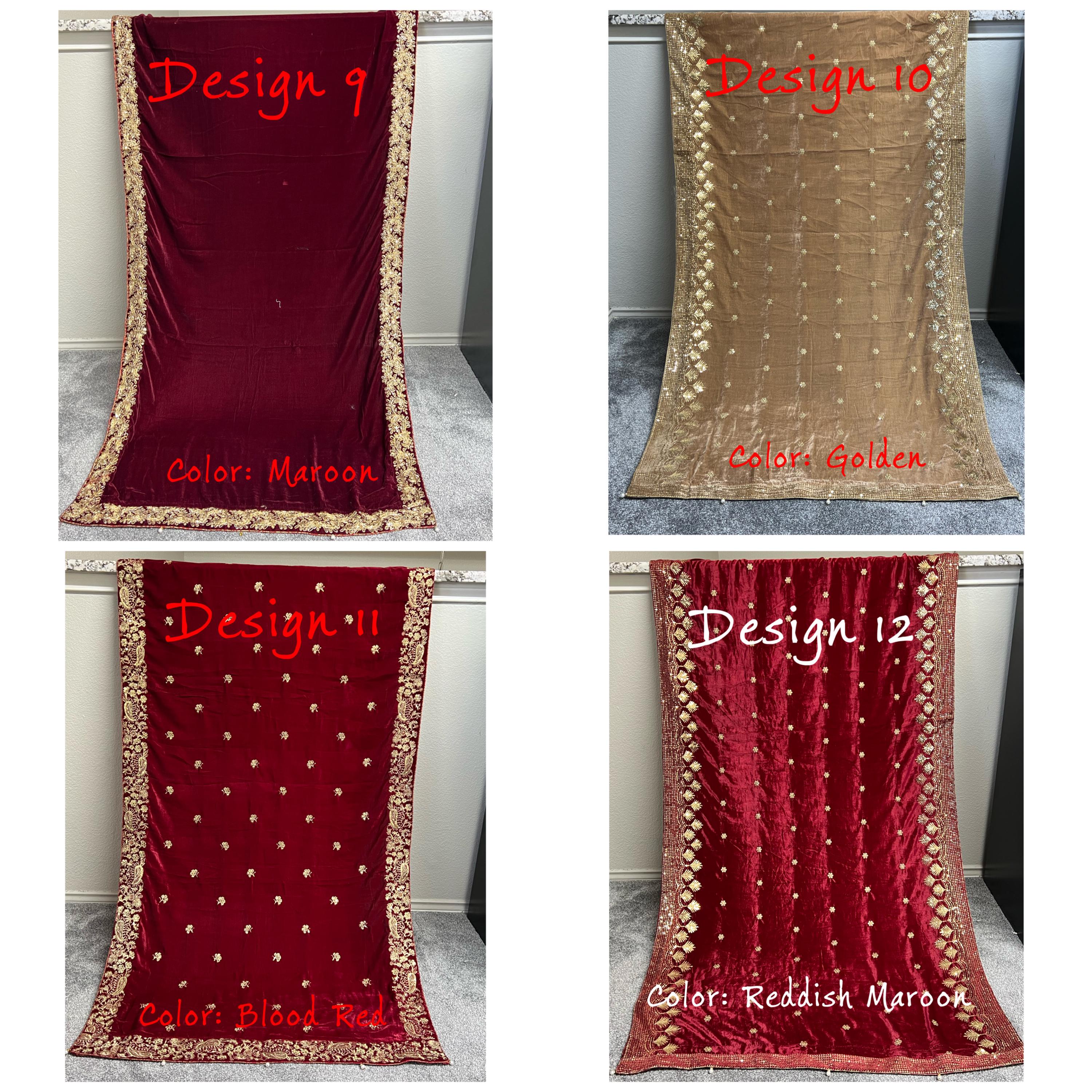 Pakistani Velvet Shawl | Luxury Embroidered Velvet Dupatta | Indian ...