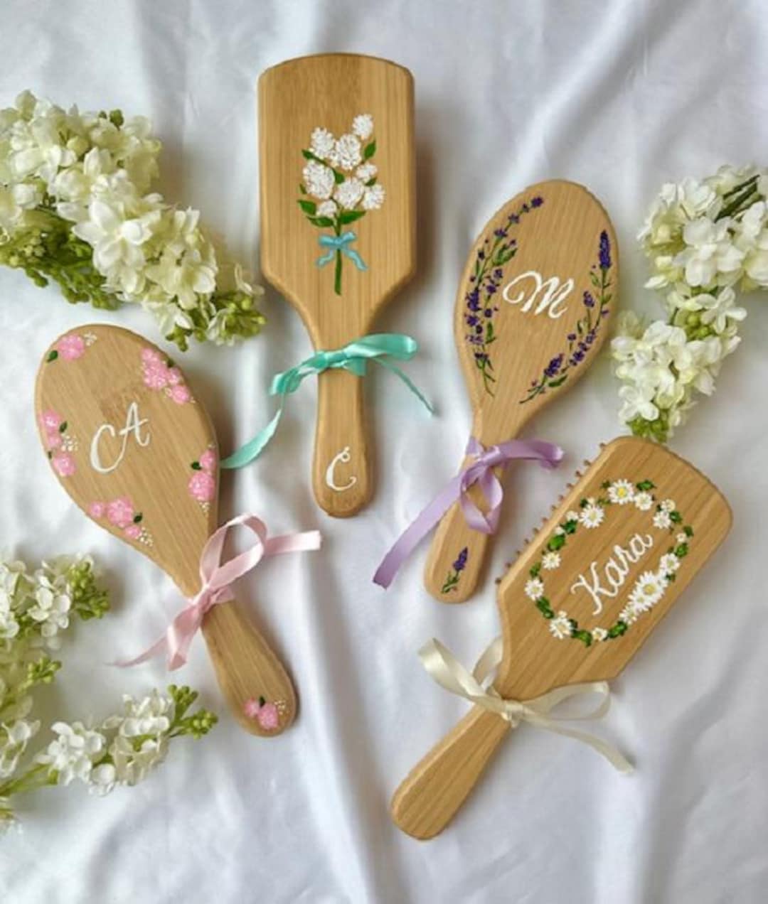 Personalized Hand Painted Hair Brushes- Bridal Shower, Bridesmaids ...
