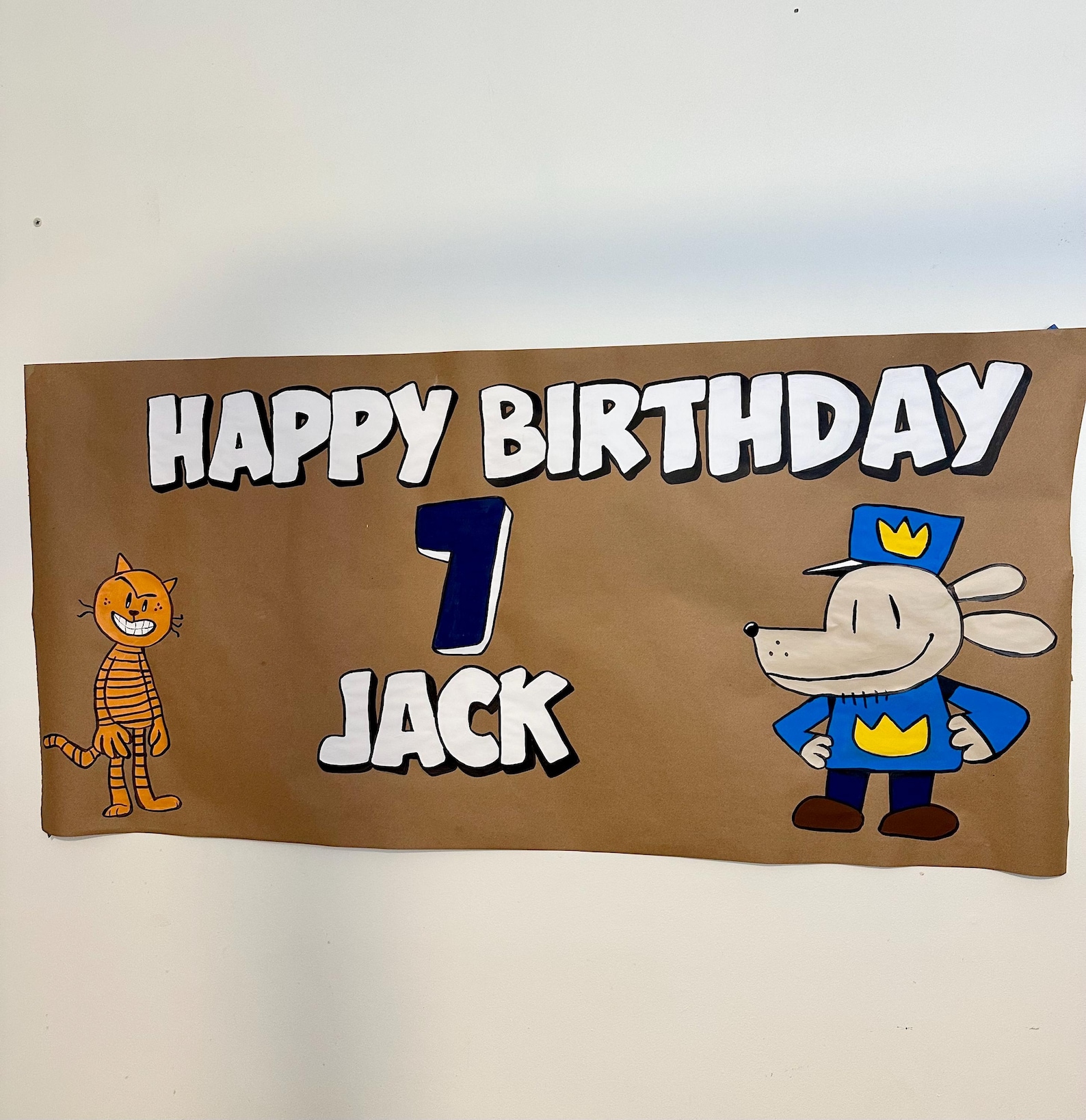 Dog Man Birthday Banner Party Decoration - Hand Painted & Personalized ...