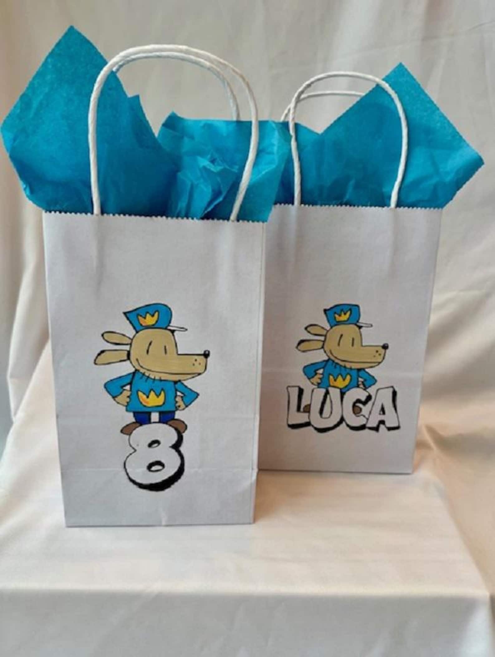 Custom Dog Man Themed Birthday Party Favor Gift Bags! - Etsy