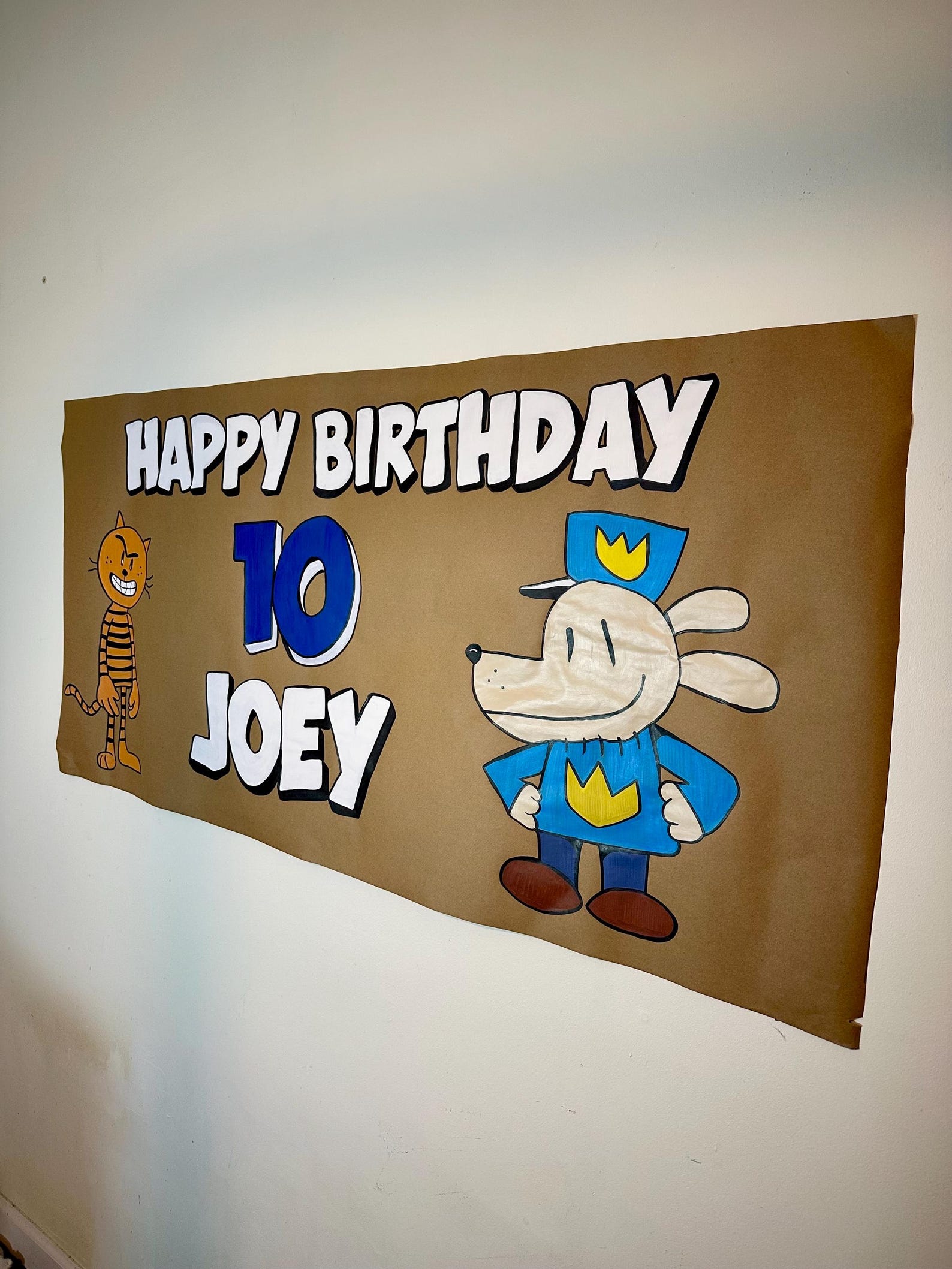 Dog Man Birthday Banner Party Decoration - Hand Painted & Personalized ...