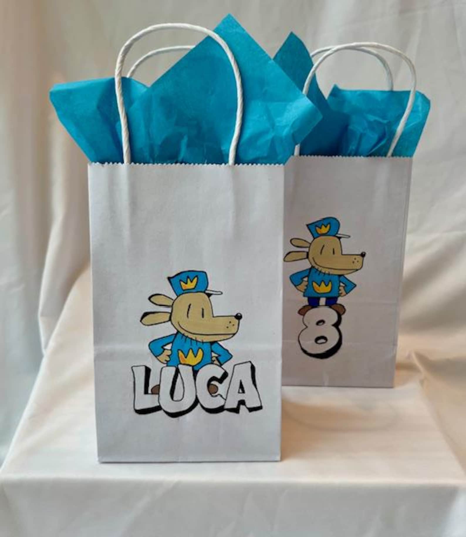 Custom Dog Man Themed Birthday Party Favor Gift Bags! - Etsy