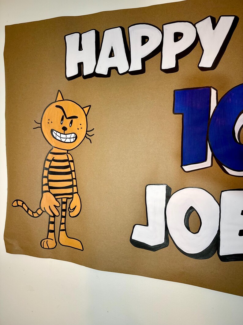 Dog Man Birthday Banner Party Decoration - Hand Painted & Personalized ...