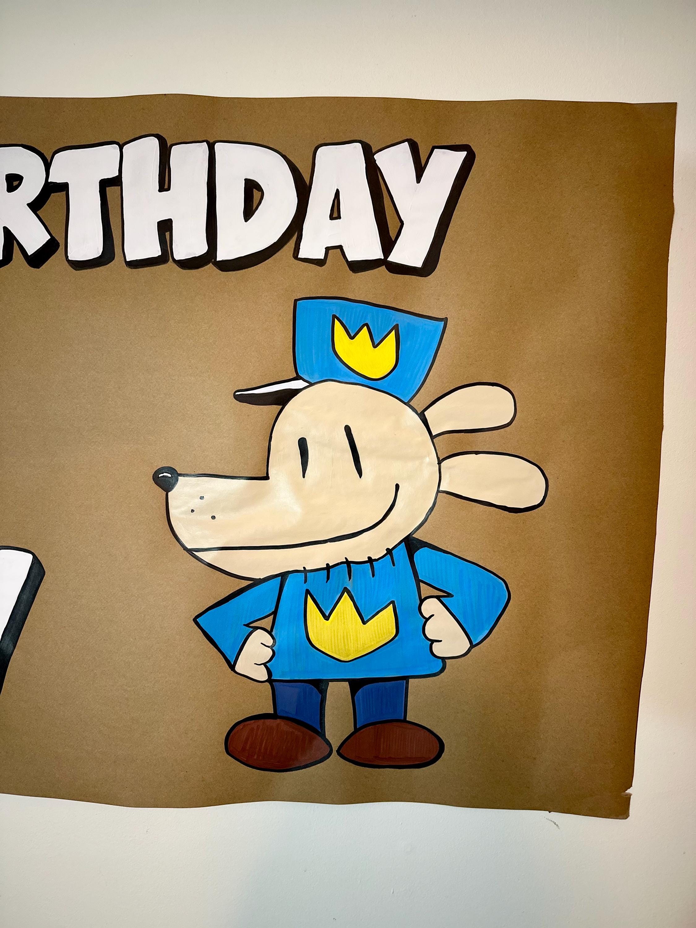 Dog Man Birthday Banner Party Decoration - Hand Painted & Personalized ...