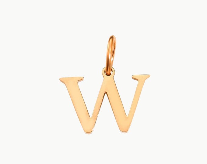 Gold Letter W Charm, Stainless Steel Gold Charms, Waterproof Initial ...