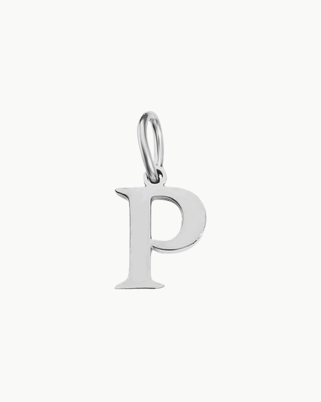 Silver Letter P Charm, Stainless Steel Silver Charms, Waterproof ...