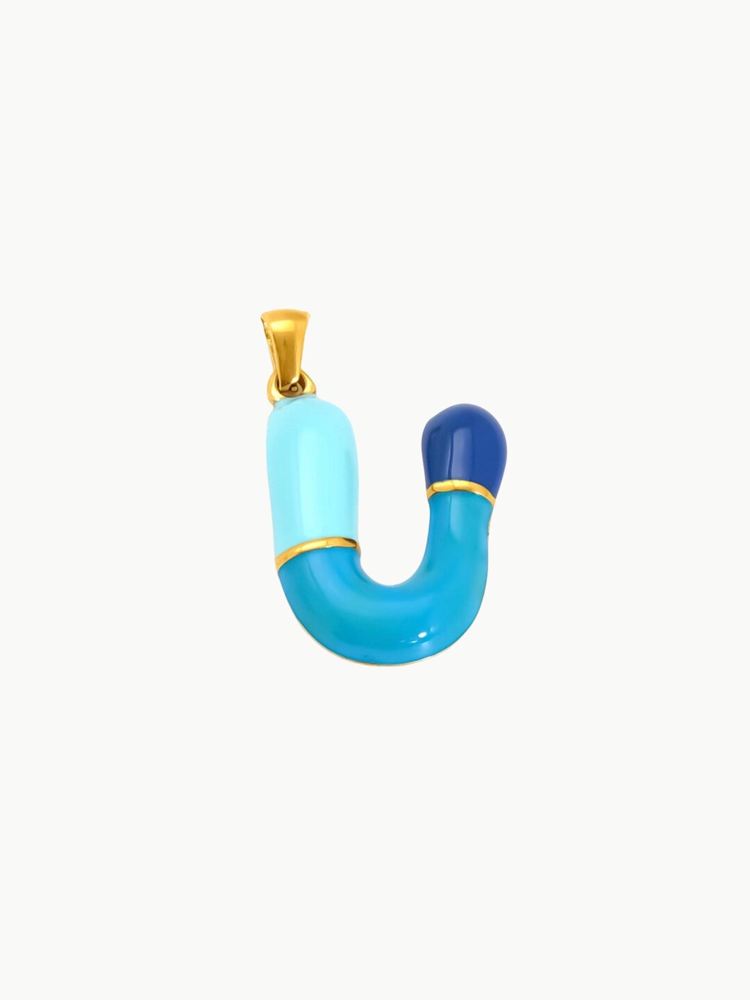 Large Letter U Charm - WATERPROOF - Blue Enamel Charm U - Initial Charm ...