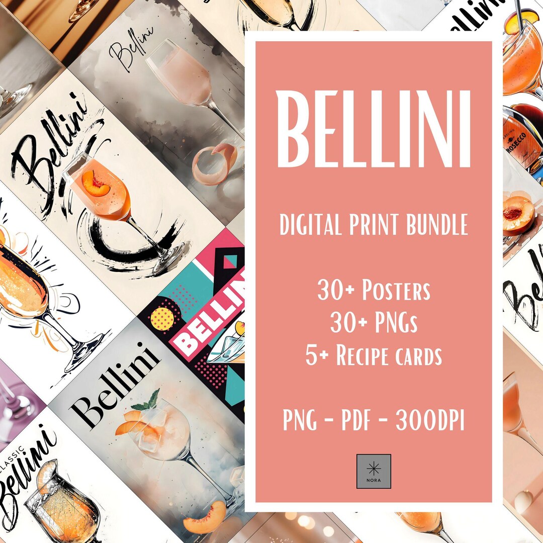 Bellini Print Bundle | Printable Digital Art | Drink Recipes - Posters ...