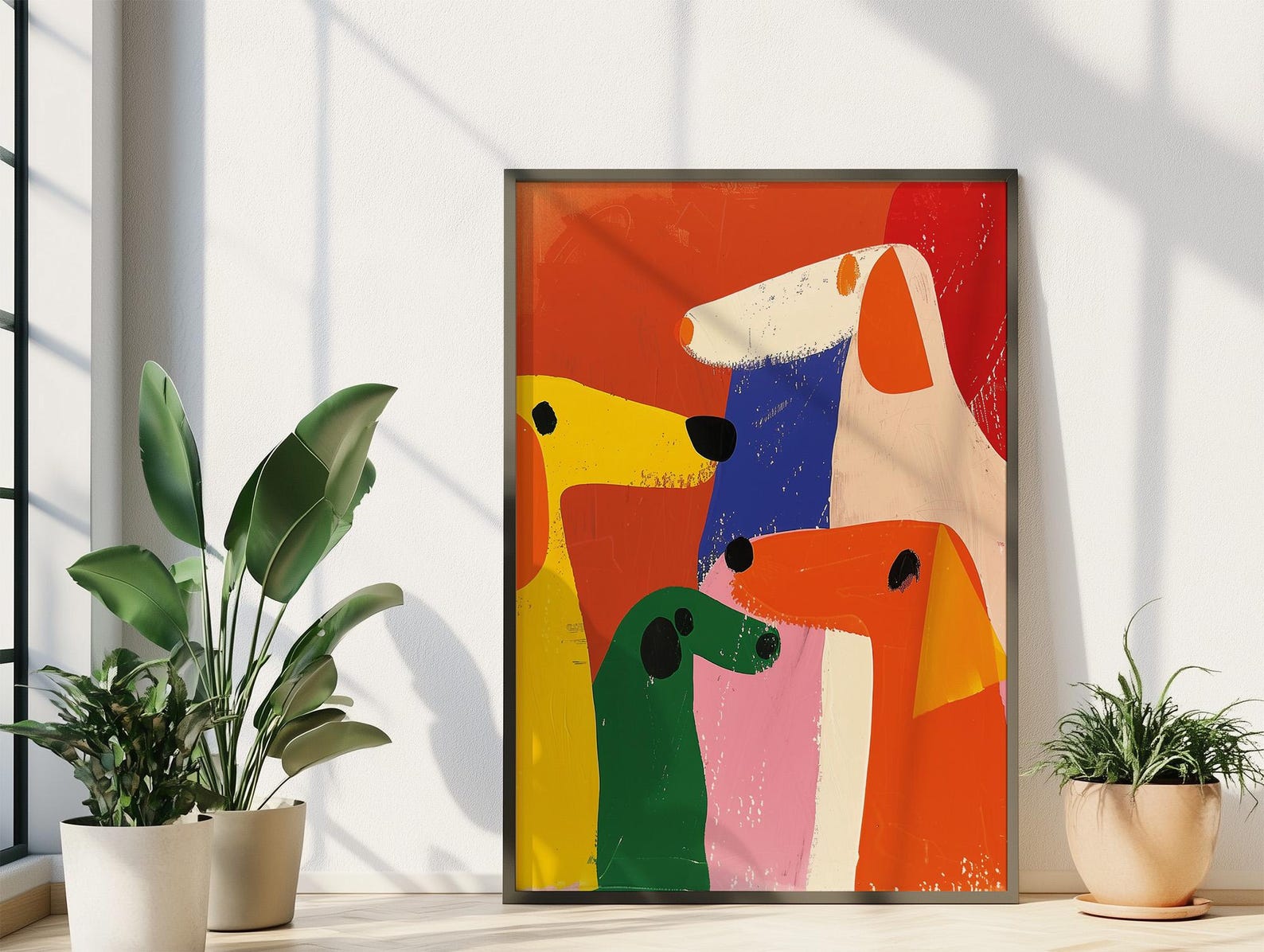 Colorful Abstract Dog Poster, Minimalist Pet Wall Art for Kids Room ...