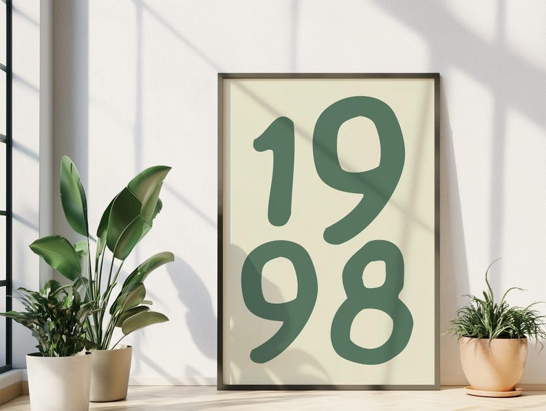 Custom Year Poster, Printable Trendy Retro Poster, Custom Number, Birth ...