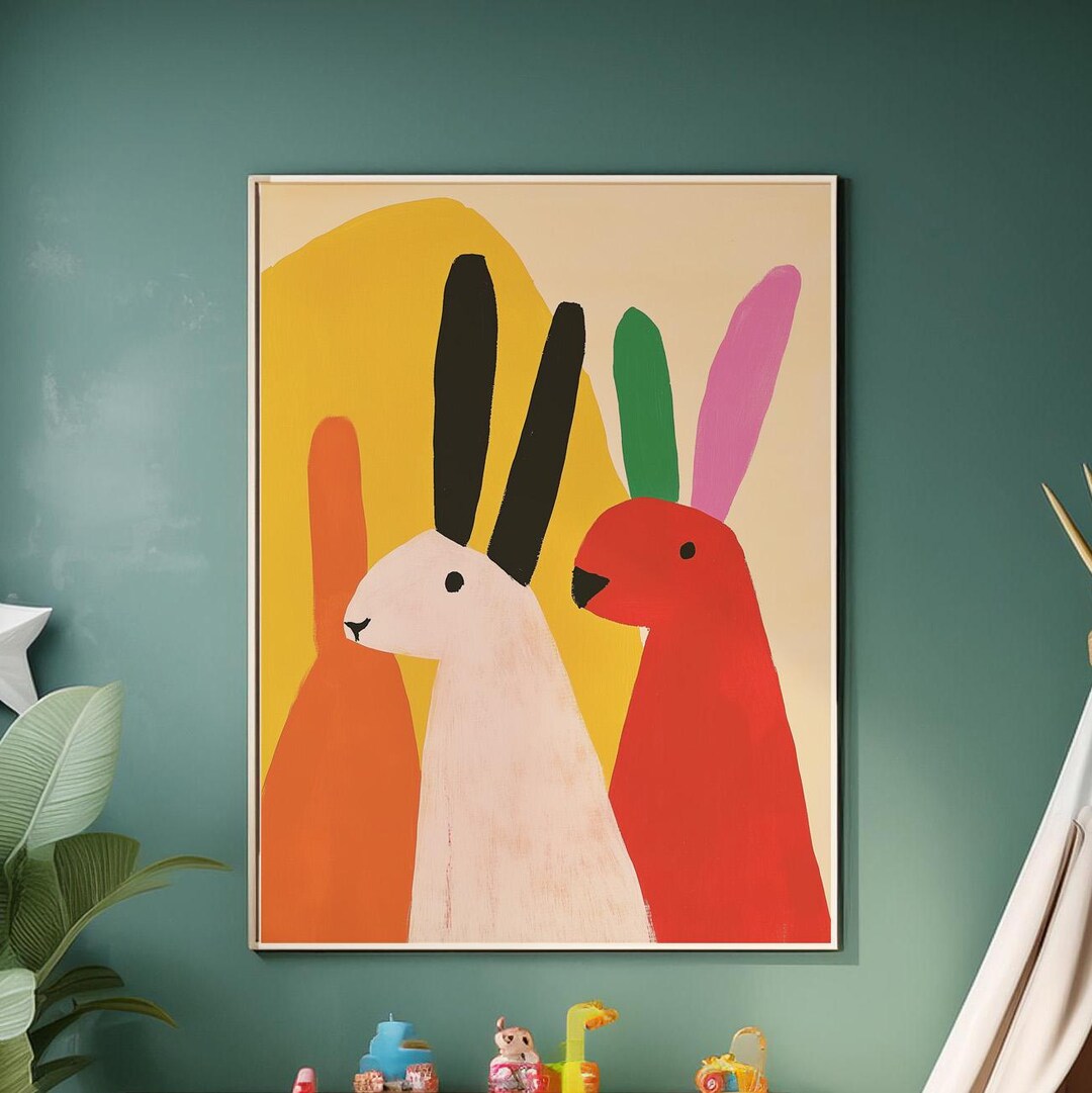 Abstract Rabbit Montessori Rabbit Pet Penguins Nursery Child Animals ...