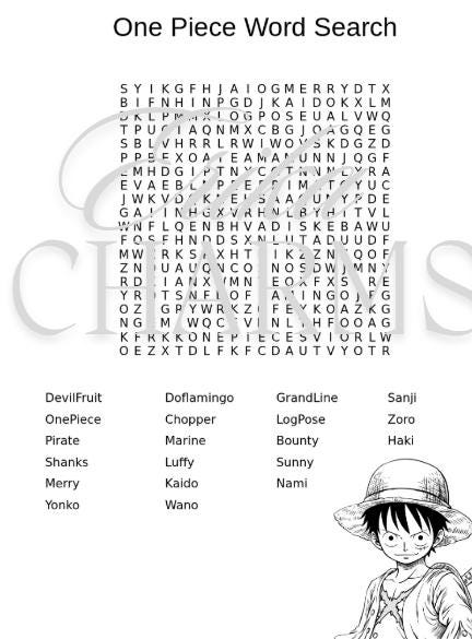 Anime Word Search - Etsy