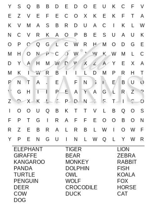 LARGE FONT - Animal Word Search - Etsy