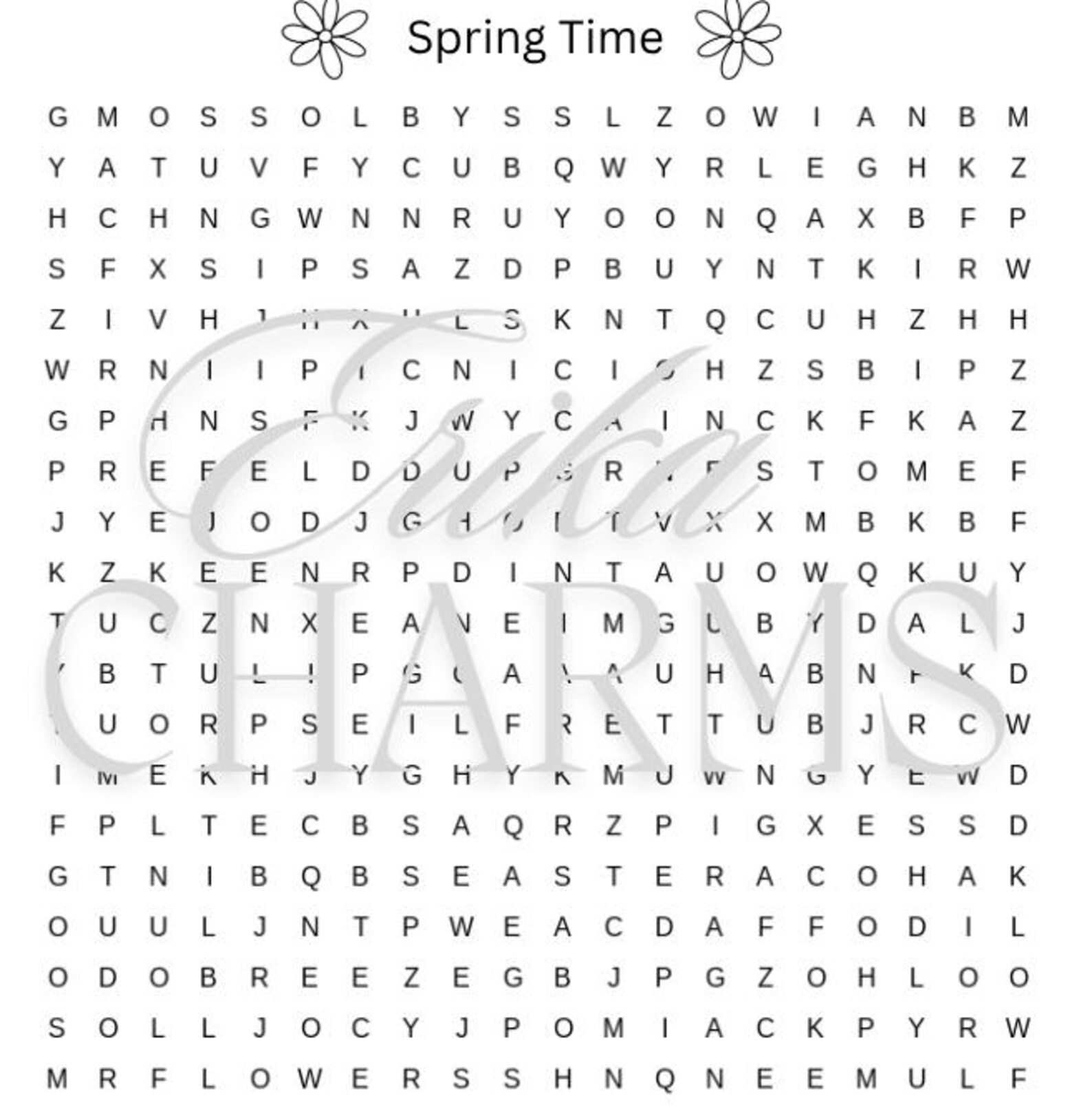 Spring Time LARGE FONT Word Search - Etsy