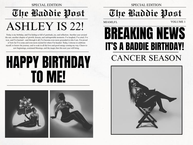Editable Birthday Newspaper Invitation Template: Canva DIY Party Invite ...
