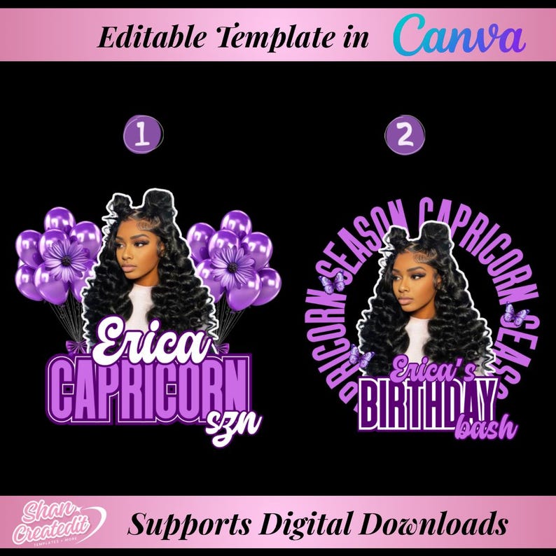 Capricorn Birthday Cup Template Bundle | Editable Canva Party Cup ...