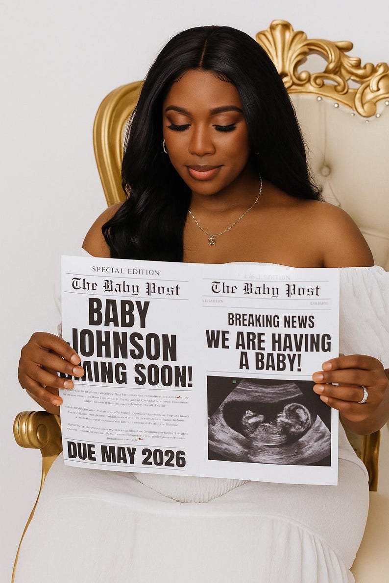 Pregnancy Announcement Newspaper Template: DIY Maternity Photoshoot ...