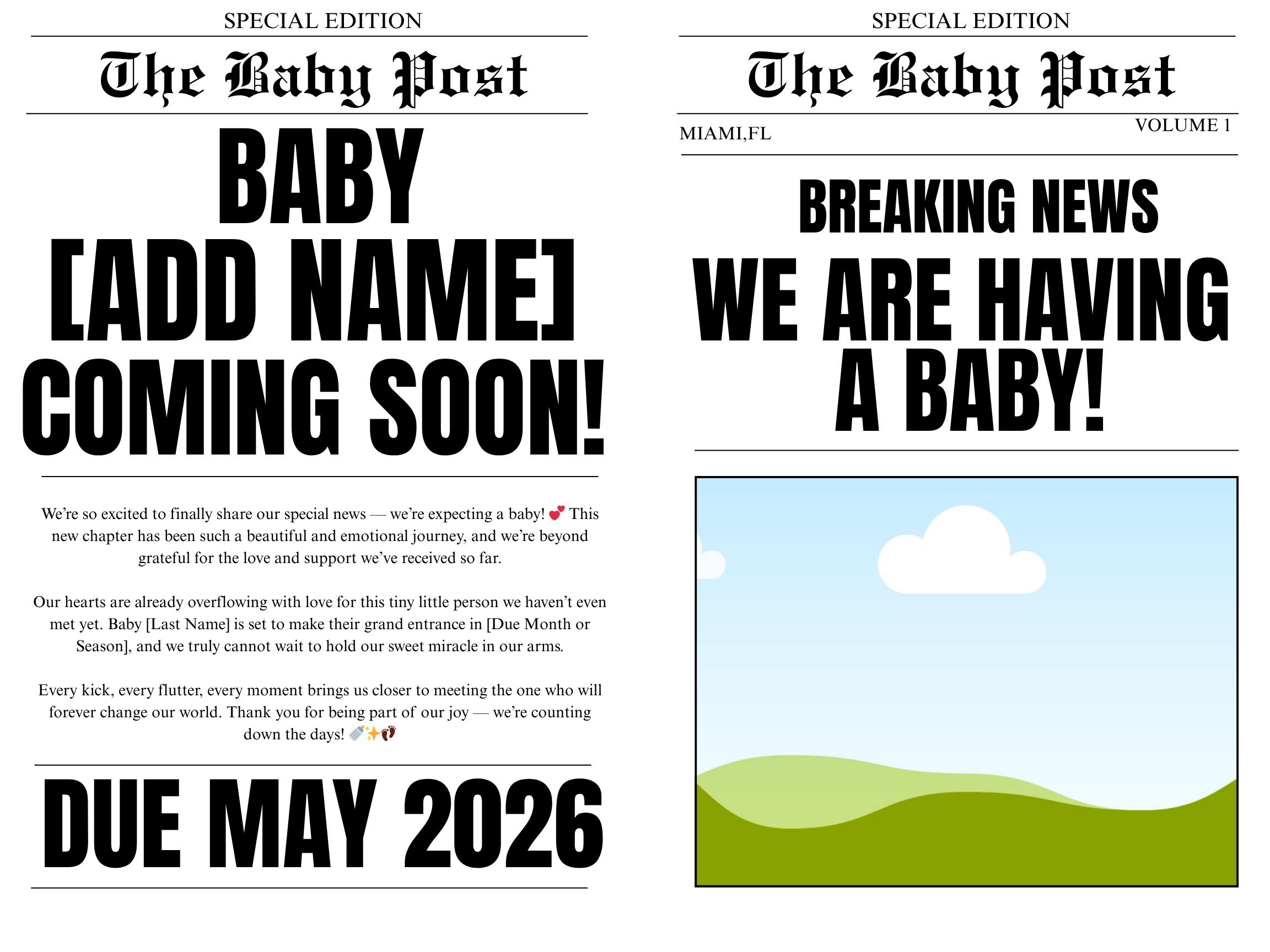 Pregnancy Announcement Newspaper Template: DIY Maternity Photoshoot ...