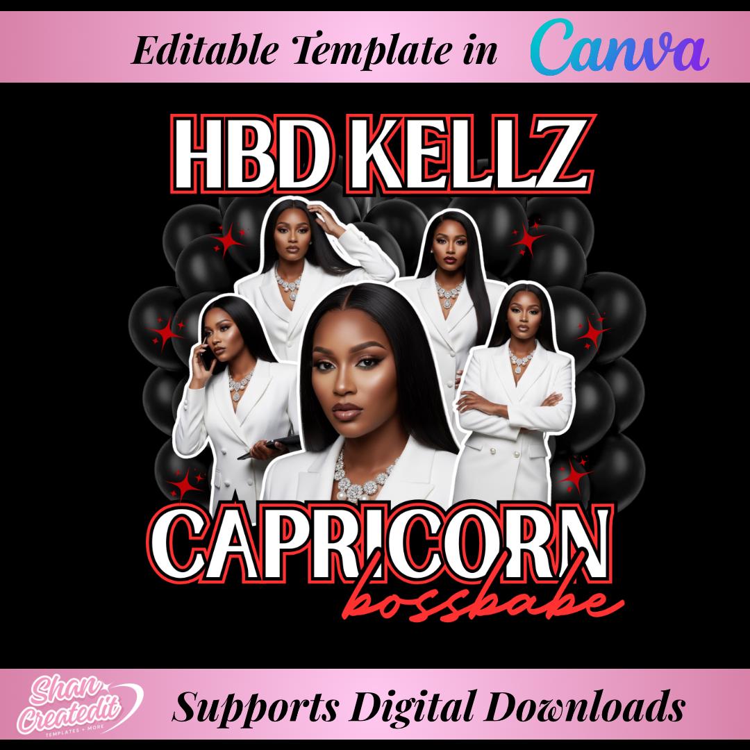 Capricorn Birthday Cup & Shot Glass Sticker Labels | Editable Canva ...