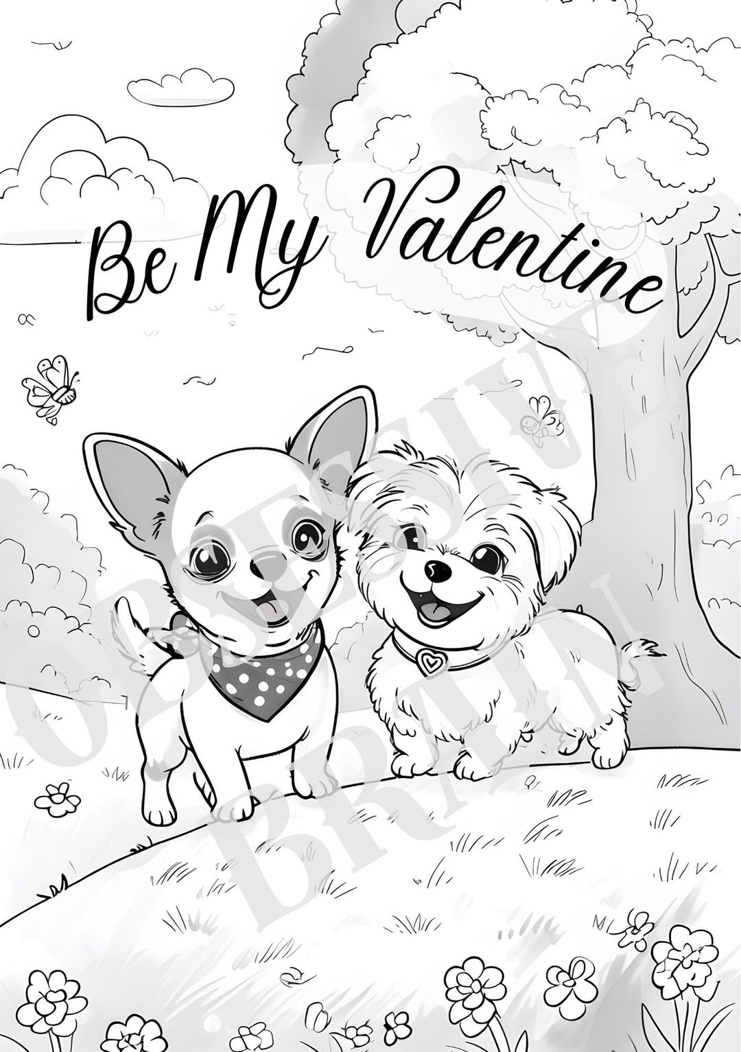 Puppy Coloring Pages, Dog Coloring Book, Instant Download, Valentine ...