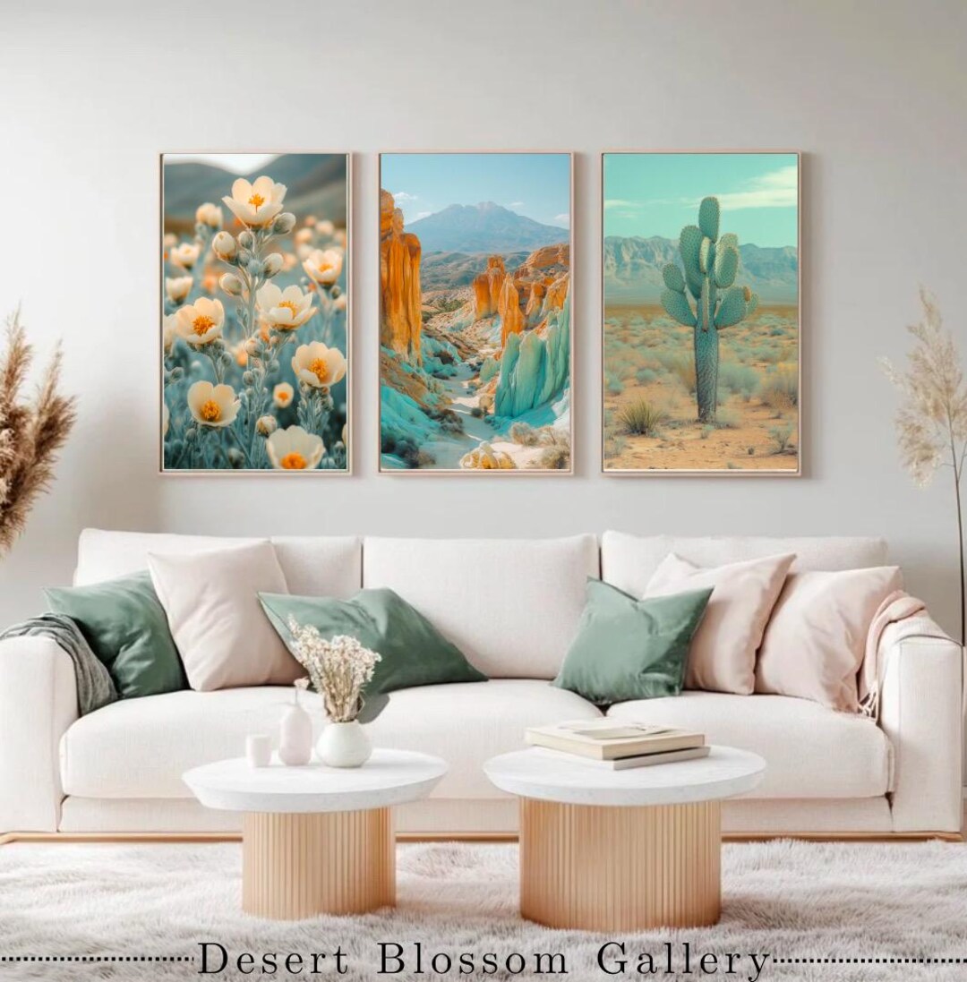 Desert Flower Printable Panel Set of 3, Set of 3 Desert Prints, Desert ...