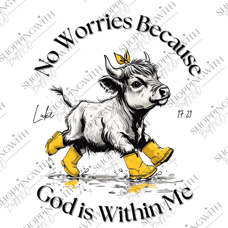 Cute Christian Highland Cow PNG| Faith-based Animal Lover PNG| Cow ...