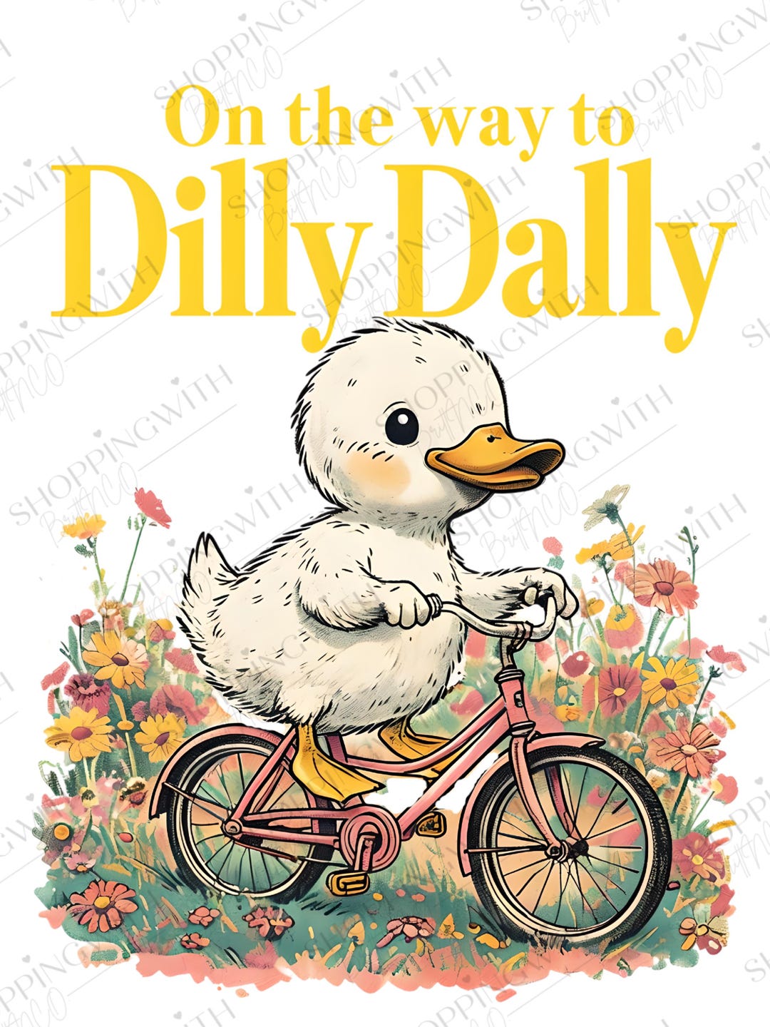 On the Way to Dilly Dally PNG | Cute Duck Riding Bike Digital Download ...