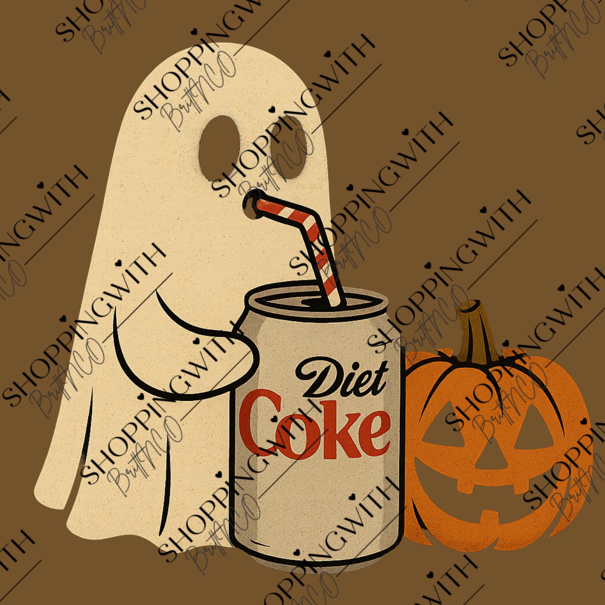 Diet Coke Lover Halloween PNG| Ghost Sipping Diet Coke PNG| Cute Spooky ...