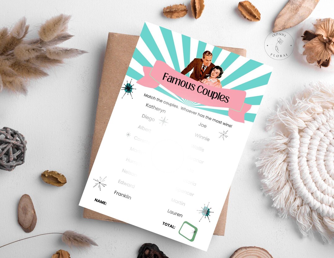 Famous Couple Match Game - Etsy