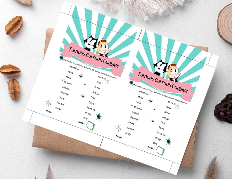 Cartoon Couple Match Game - Etsy
