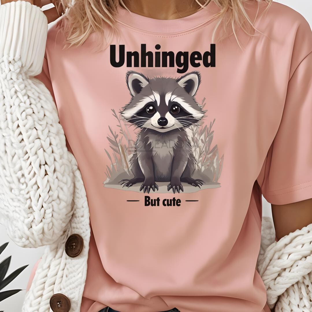 Unhinged but Cute Raccoon Tshirt PNG SVG - Etsy