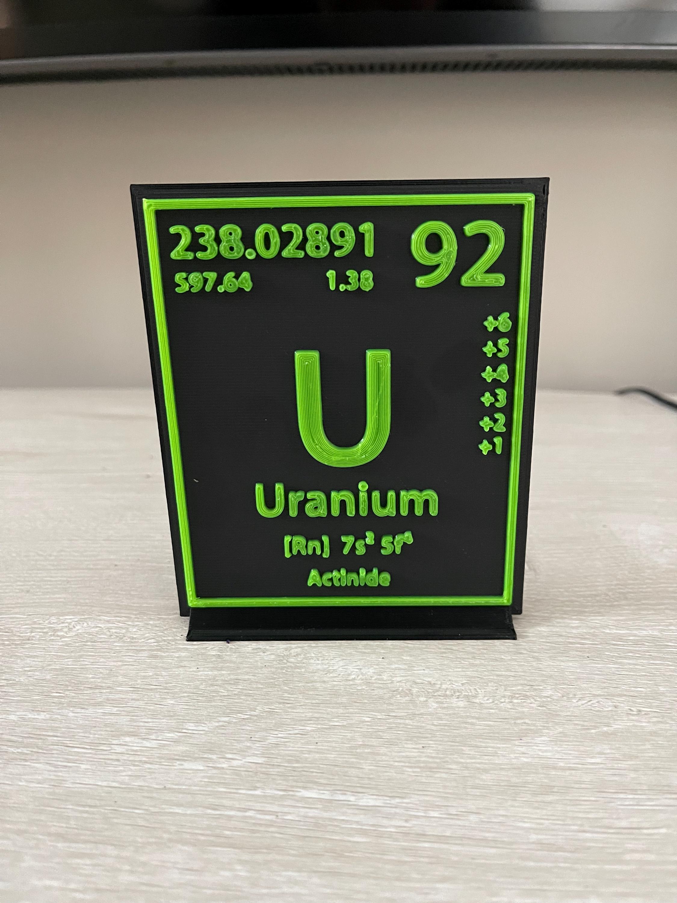 Uranium 3D Printed Sign - Etsy