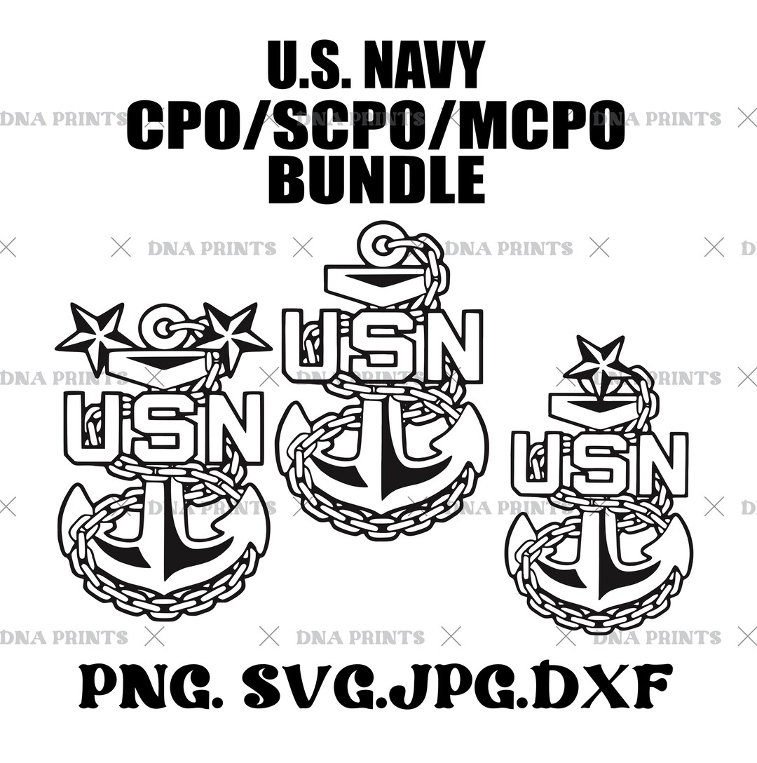 US Navy CPO Ranks SVG Bundle | E7-E9 Insignia Cut File (digital ...