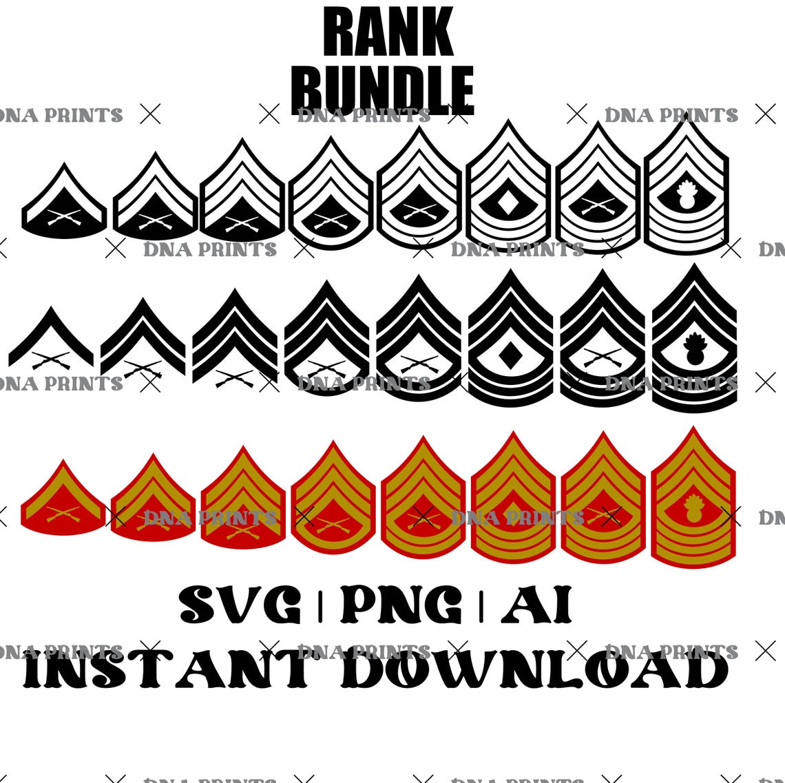 USMC Ranks SVG Bundle | Marine Corps E3-E9 (digital Download) - Etsy