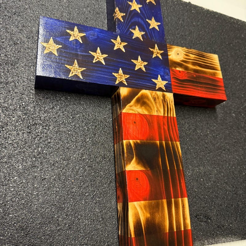 Wooden American Flag Cross - Etsy