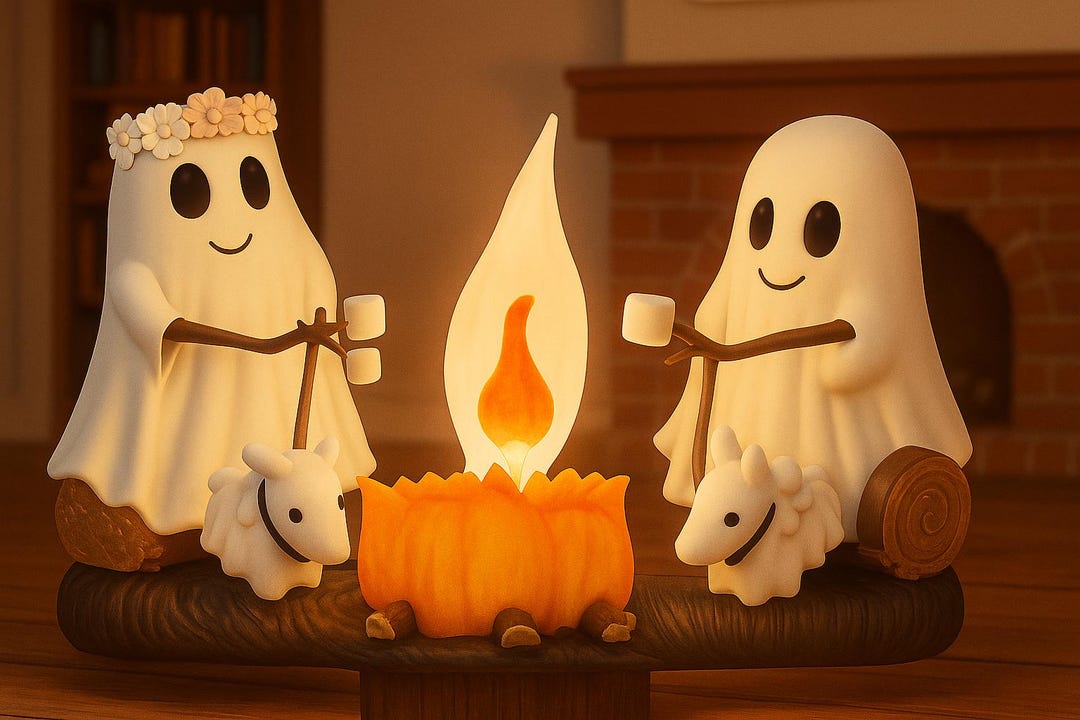 Mini Ghost Campfire Display, Spooky Halloween Figurine Set, Haunted ...