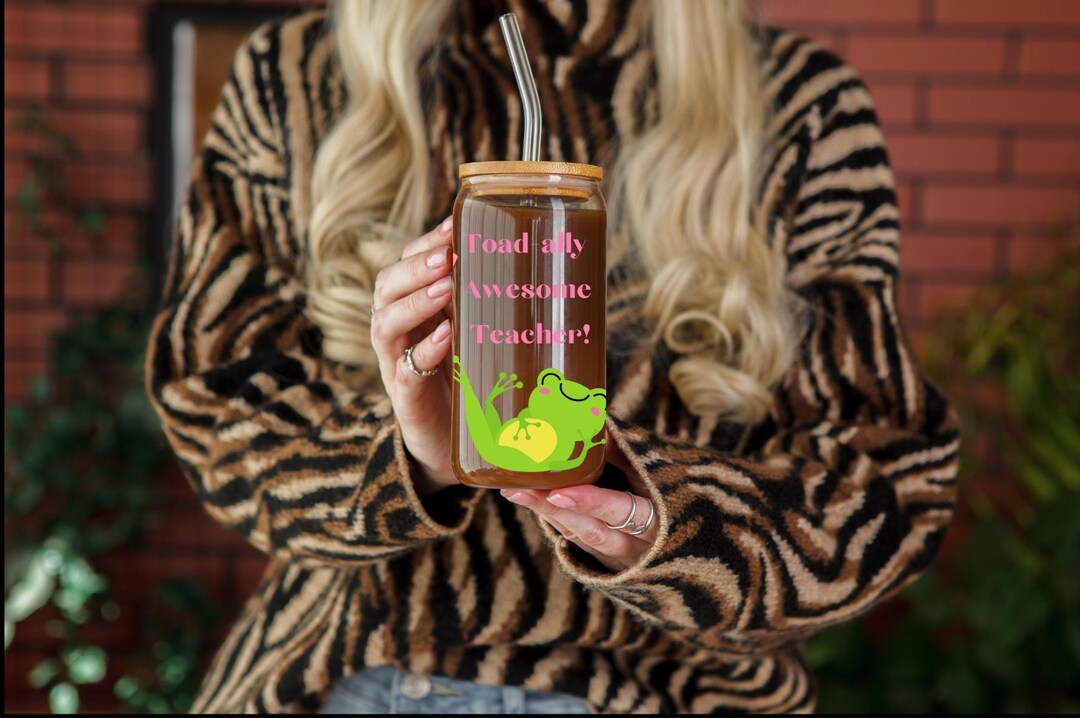 Cute Frog Teacher Appreciation Cup for Iced Matcha Latte or Coffee Back ...