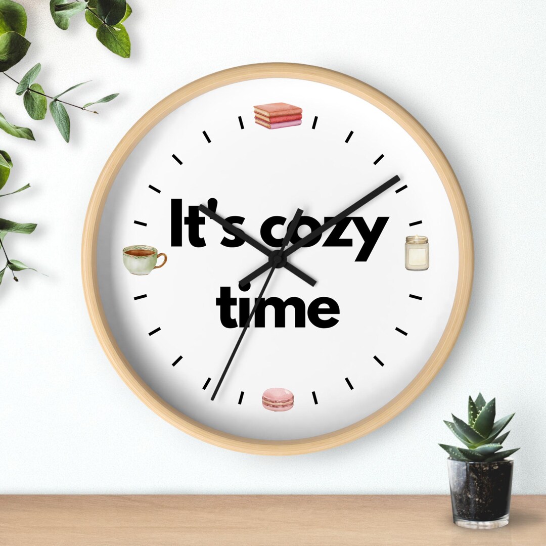 It’s Cozy Time Wall Clock Aesthetic Minimalist Clock With Books Tea ...