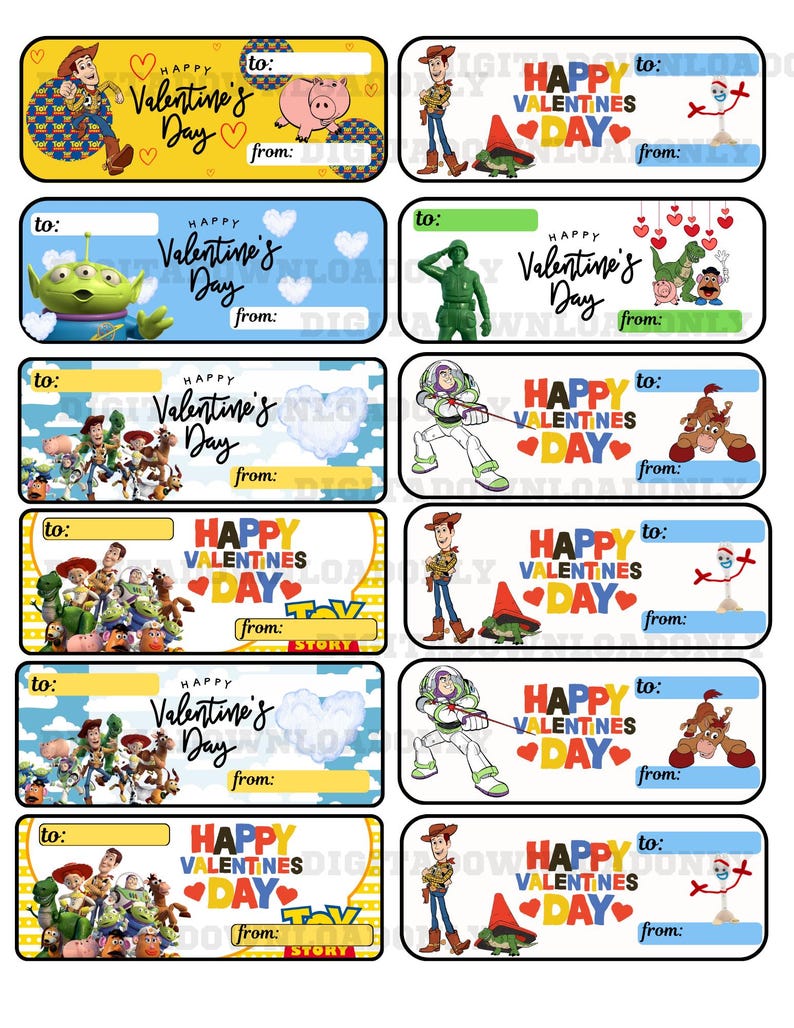 Toy Story San Valentine Png, Pdf Printable Sticker Labels. 14 De ...