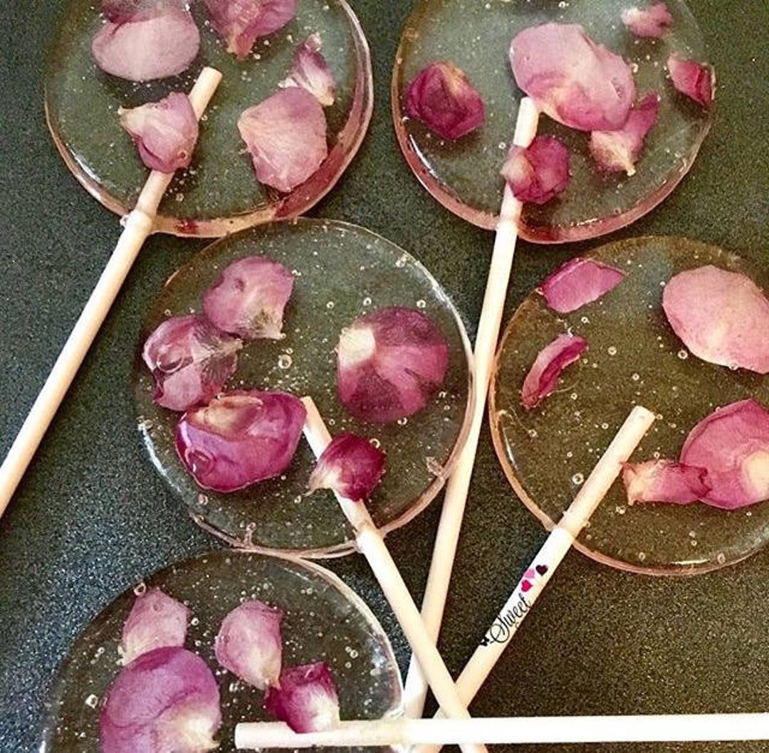 10 Rose Tea Lollipops - Gourmet Hard Candy, Bridal Shower Favors - Etsy