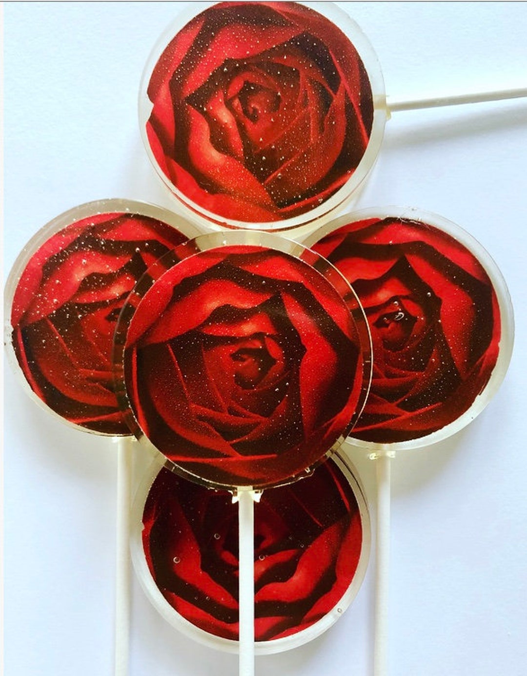10 Red Rose Lollipops-hard Candy-lollipops-valentines Day-wedding ...
