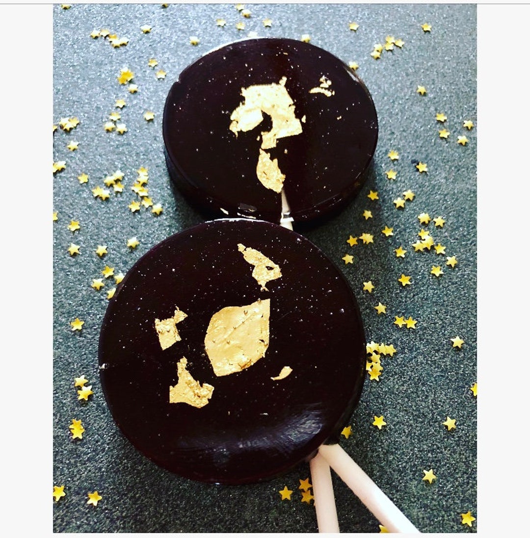 10 Black and 24k Gold Hard Candy Lollipop-wedding-birthday-bridal ...